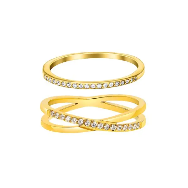 MICKEY'S GIRL Cross Path Waterproof Ring Set - Gold