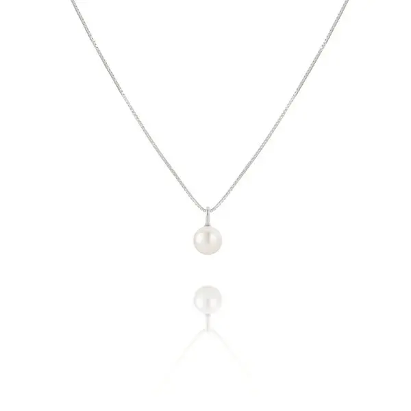 ARCTIC FOX & CO. Single Pearl Chain Necklace - Silver