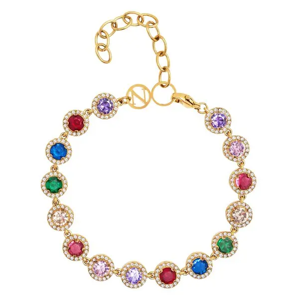 NIALAYA JEWELRY Multi Stone Link Bracelet - Gold