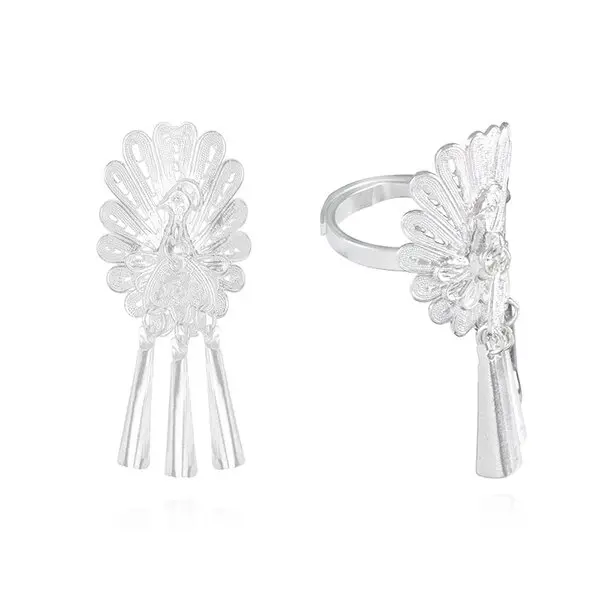 FAR EAST JEWELRY Handcrafted Phoenix Chasing Ring - Silver