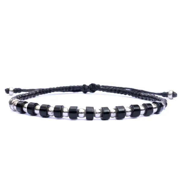 HARBOUR UK BRACELETS Handmade Onyx And Silver Bracelet - Black