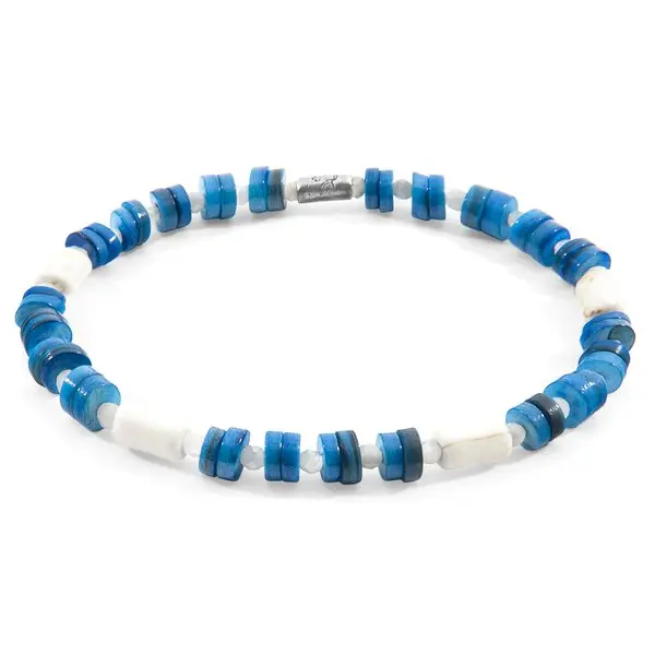 ANCHOR & CREW Maisie Silver & Freshwater Shell Beaded Bracelet - Blue