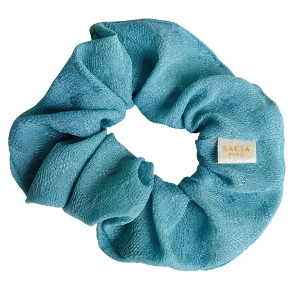 SAETA PARIS Silk Scrunchie - Green/blue
