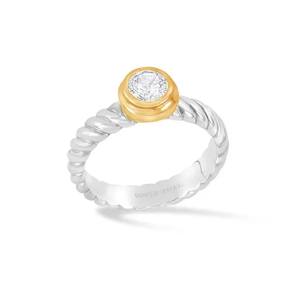 DOWER & HALL Twist Ring With White Sapphire - Silver/gold