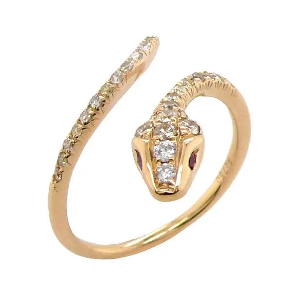 ARTISAN 18k Yellow Diamond And Ruby Snake Wrap Ring - Gold