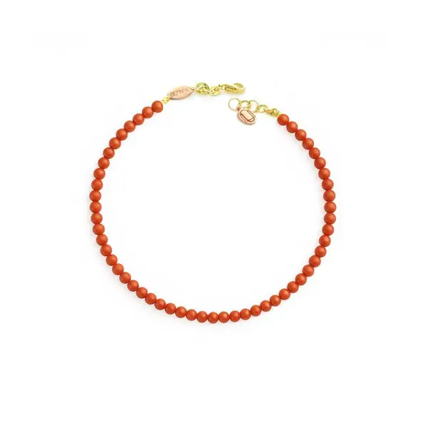 UNALOE Gold-plated Red Coral Beaded Bracelet - Gold/red