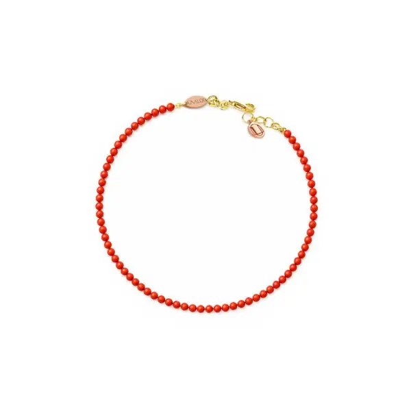 UNALOE Gold-plated Red Coral Beaded Bracelet - Gold/red