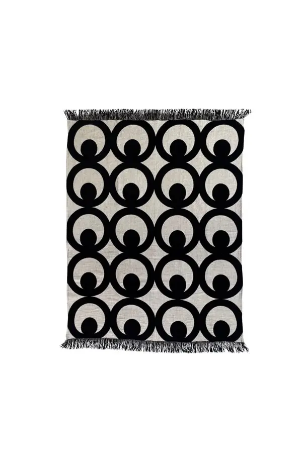 VILLA ABURI Black / White Mate Masie Knit Blanket - Black/white