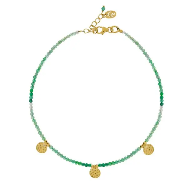 CHARLOTTE'S WEB JEWELLERY Be In Nature Gold Vermeil Beaded Anklet With Onyx - Green