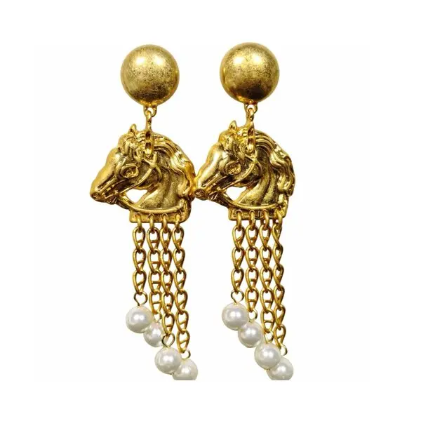WJY STUDIO LONDON Equestrian Style Horse Earrings - Gold