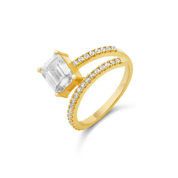 SHYMI Half Way Around Emerald Statement Ring - Gold