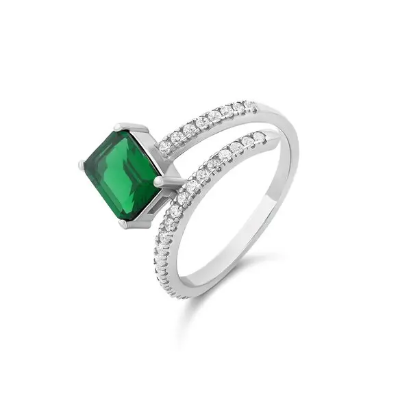 SHYMI Half Way Around Emerald Statement Ring - Green