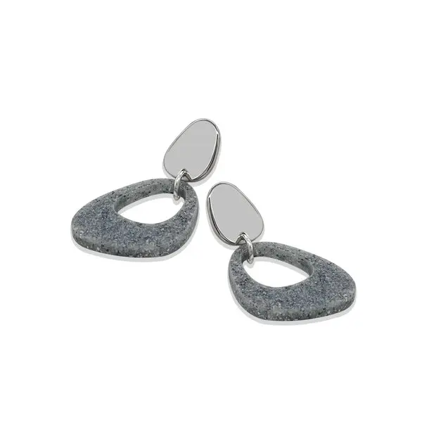 TOOLALLY Pebble Drop Stone Earrings - Grey