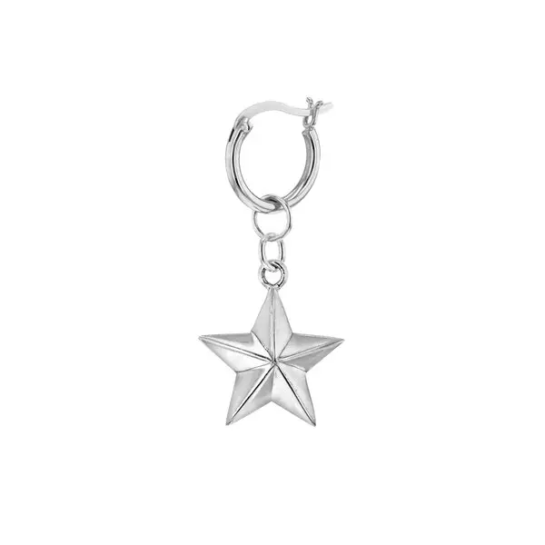 TRUE ROCKS Sterling Star Hoop Earring - Silver