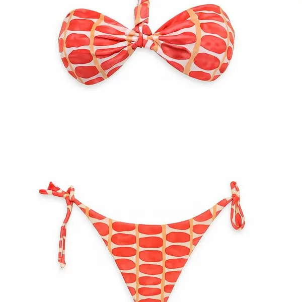 LIVE KOLIBRI Twist-tie Bikini Set - Red/yellow