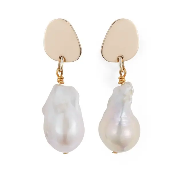 TOOLALLY Flameball Pearl Drop Earrings - Gold/white