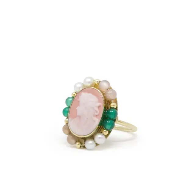 VINTOUCH ITALY Gold-plated Cameo Ring - Gold/pink