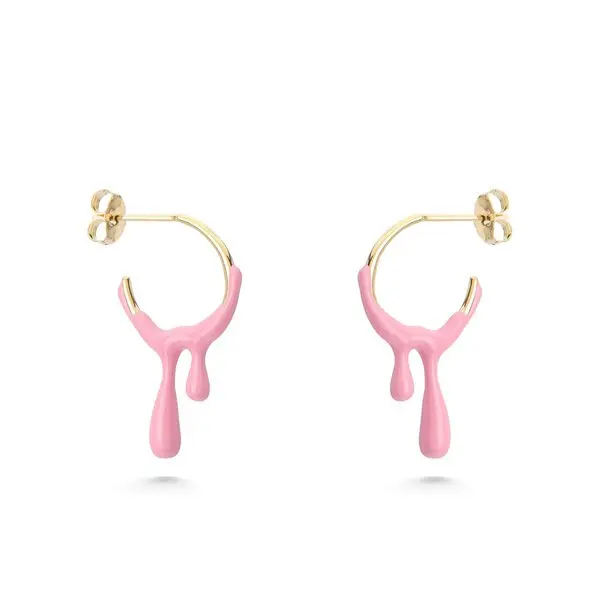 DOLCETTO DESIGNS Gelato Raspberry Hoop Earrings - Gold/yellow