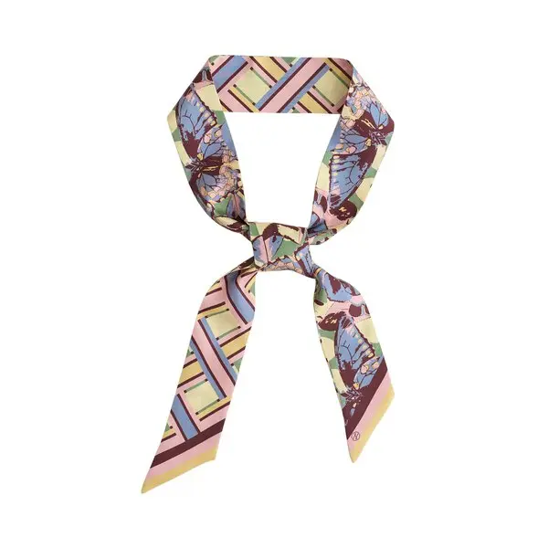 LOST PATTERN X Leatherology Silk Twill Skinny Scarf Pastel - Blue