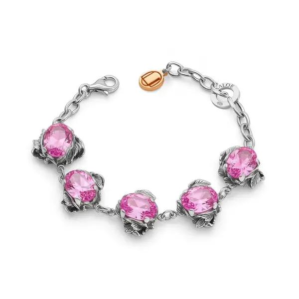 UNALOE Coleus Ovalis Sterling Silver Bracelet With Cubic Zirconia - Pink/silver