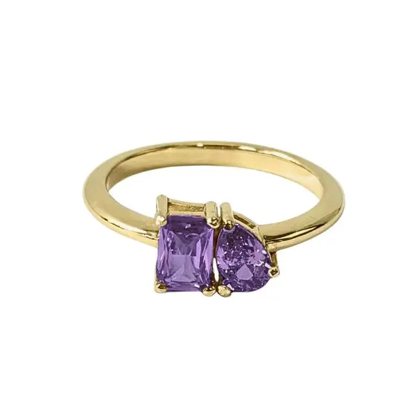 BELINDA JEWELZ Toi Et Moi Amethyst Birthstone Ring - Purple