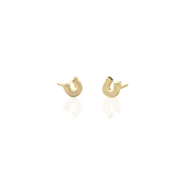 Kris Nations 18k Gold Vermeil Opal Horseshoe Stud Earrings - Gray/yellow