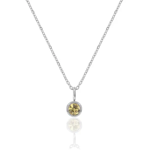 A WEATHERED PENNY Silver Birthstone Necklace - Silver/orange
