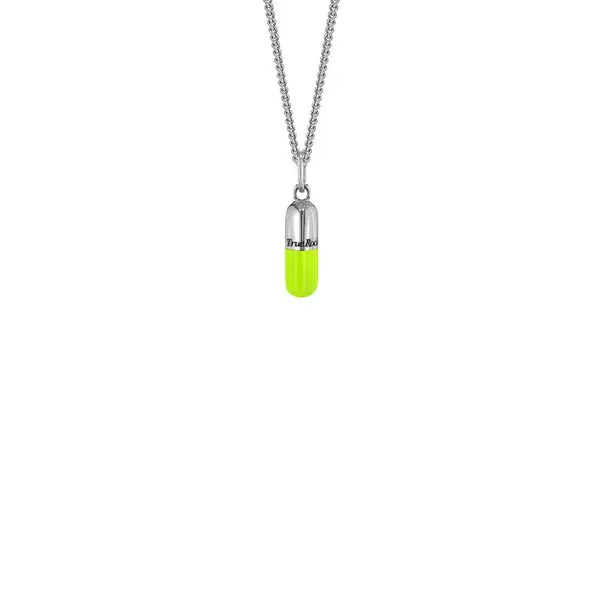 TRUE ROCKS Mini Pill Pendant Necklace - Green/silver