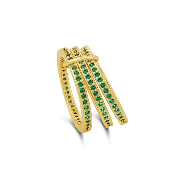 SHYMI Gold And Green Stack Ring - Gold/green