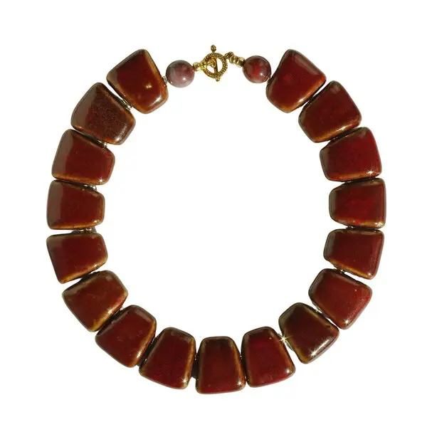 EDGAR NAVARRO JEWELRY Edgar Navarro Ceramic Statement Necklace With Jasper Stones And Gold-plated Details - Brown/red