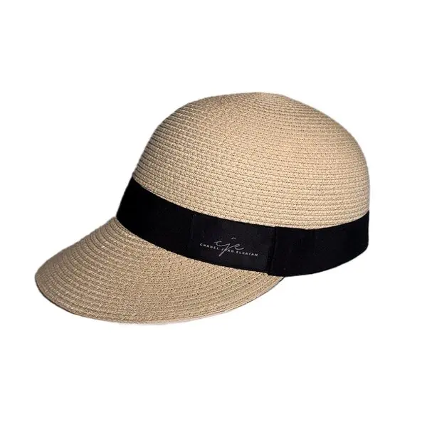 CHANEL JOAN ELKAYAM Straw Cap With Contrast Trim - Black