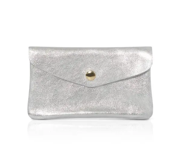 BETSY & FLOSS Medium Popper Leather Purse - Silver