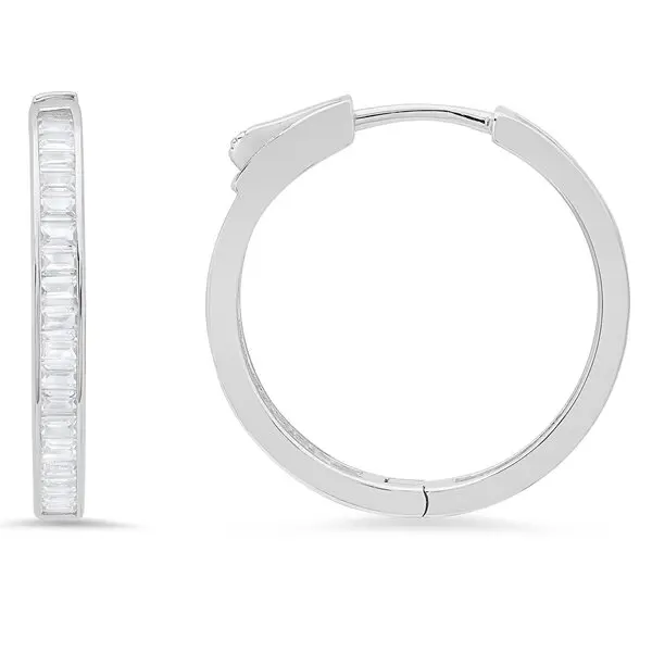 KYLIE HARPER Diamond Lock Baguette-cut Hoop Earrings - Silver