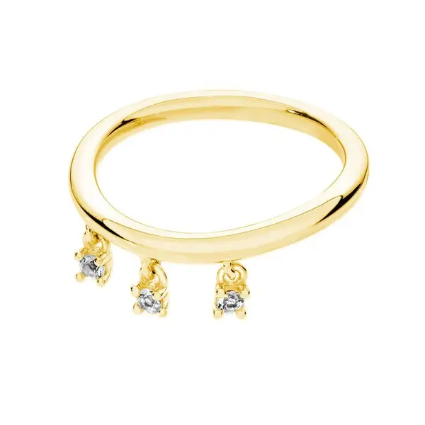 LUCY QUARTERMAINE Tri Skinny Drip Ring With White Topaz - Gold