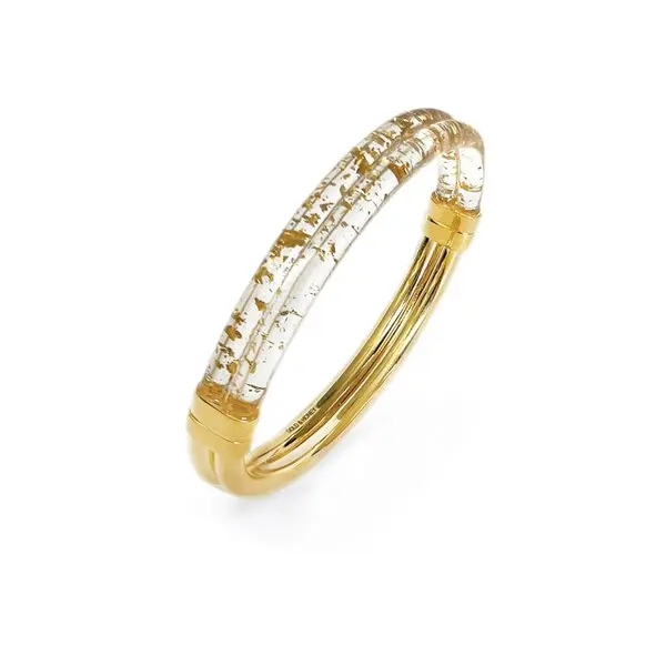 GOLD & HONEY Ridge Lucite Hinge Bangle - Gold