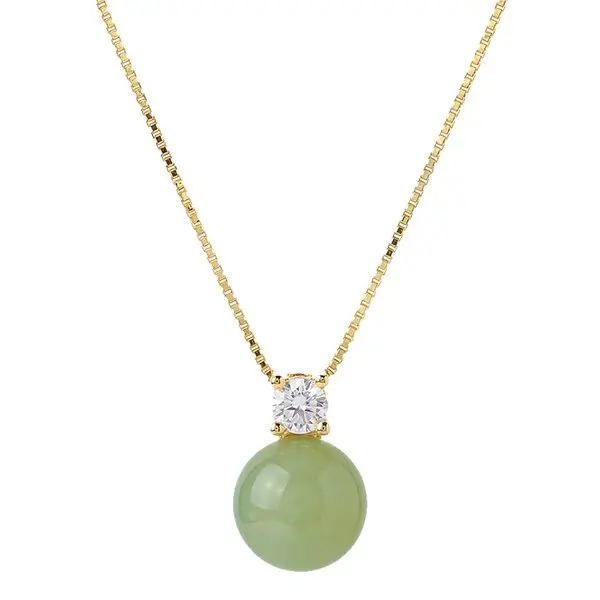 SEREE Esther Jade & Zircon Necklace - Green