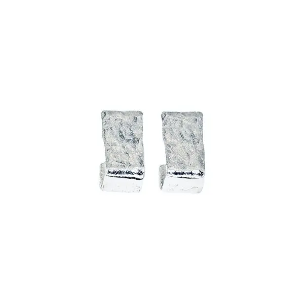 OOLO LONDON Brutalist Rectangular Huggie Earrings - Silver