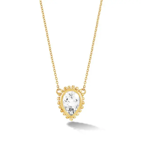 DOWER & HALL Anemone Teardrop Pendant With White Topaz - Gold/white