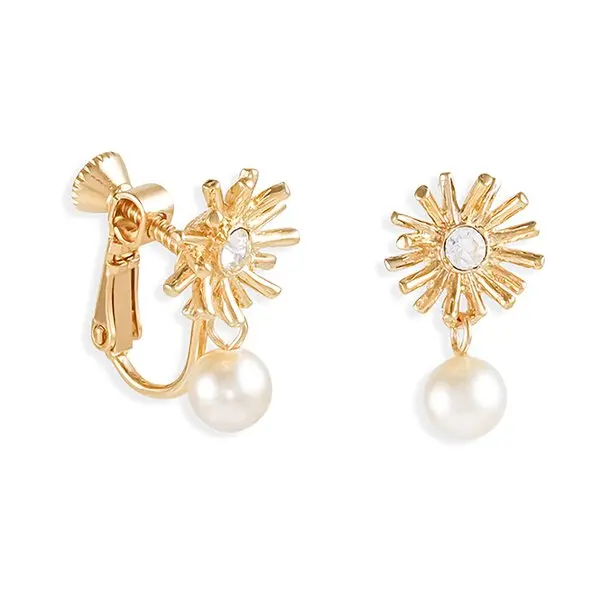 Grossé Crystal And Pearl Drop Clip On Earrings - White/gold