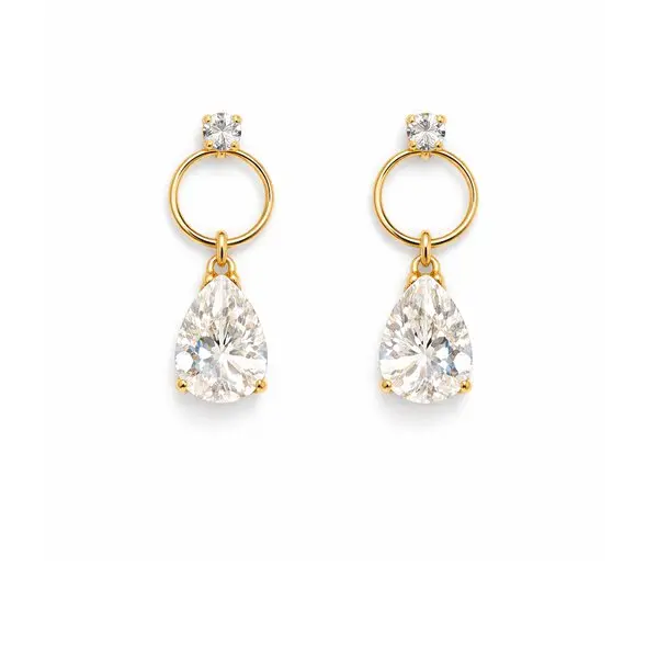 MAISON DE GALA Golden Circle Pear-cut Crystal Drop Earrings - Silver