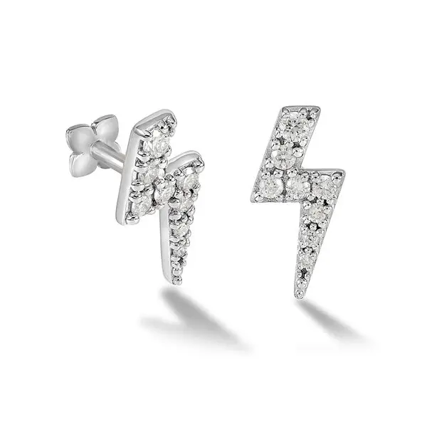 DOWER & HALL Diamond Ziggy Bolt Labret Single - Silver