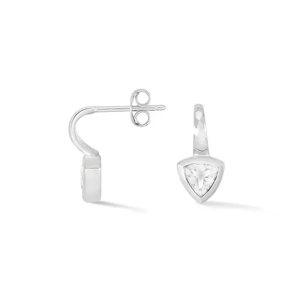 DOWER & HALL Sterling Silver White Topaz Trillion Hoop Earrings - Silver/white