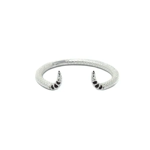 NASI SILVER Adjustable Fishtail Ring Onyx, Silver - Black