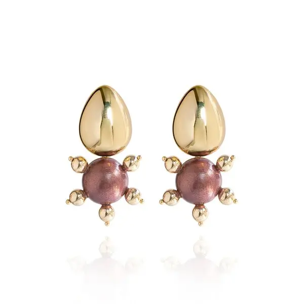 SAULE LABEL Tulia Earrings - Gold/brown