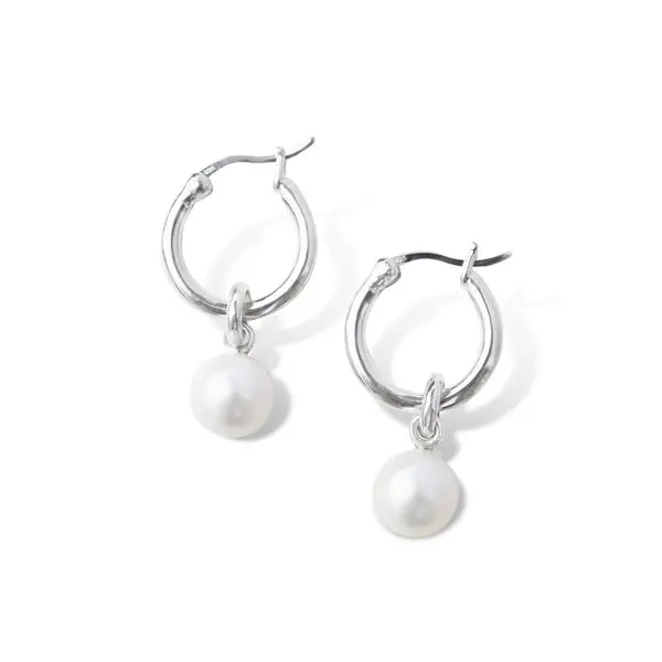 FV JEWELLERY Perle Classic Hoop Earrings - Silver