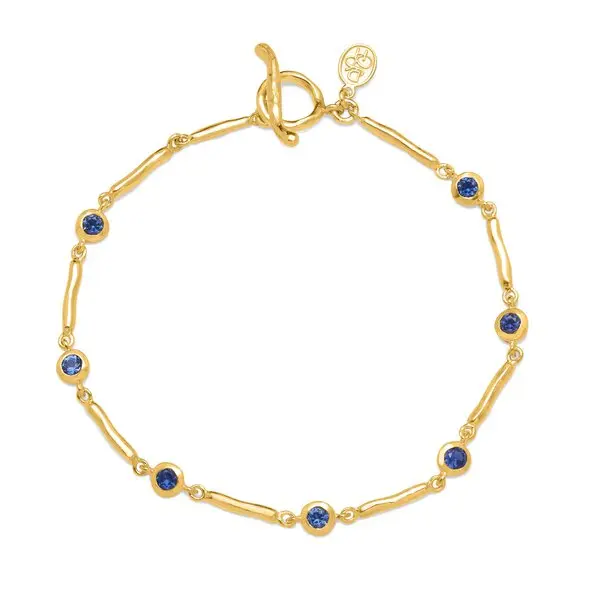 DOWER & HALL Dewdrops Link Bracelet In Gold Vermeil - Gold/blue