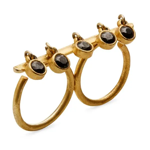 DHWANI BANSAL Kandi Double Ring - Gold/black
