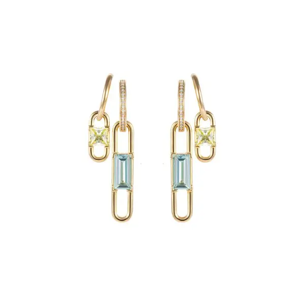 ARTE MADRID Convertible Double Hoop Drop Earrings - Yellow