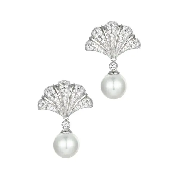 SANTINNI Sovereign Rhodium-plated Earrings With Pearl And Zirconia - Silver