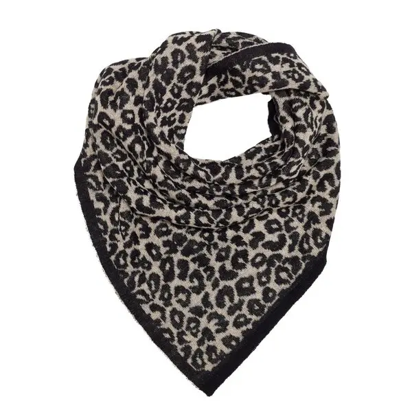 MOHAIR&ANGORA Mohair Leopard Foulard - Black